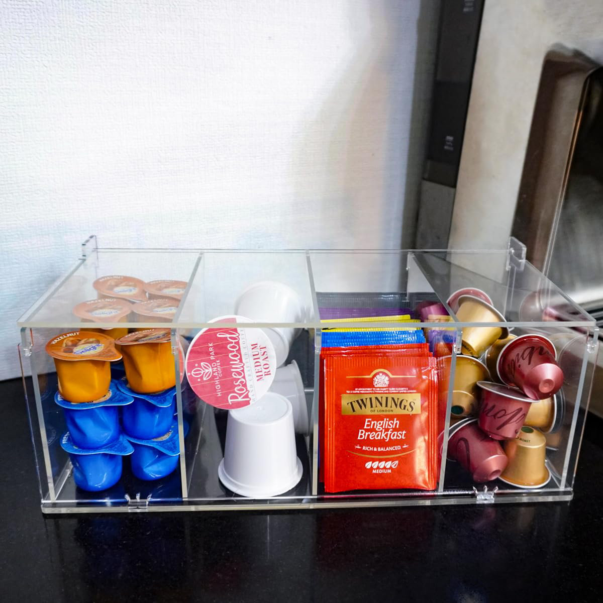 HUDSON & ASHTON LLC Clear Acrylic Four-Compartment K-Cup Holder With ...
