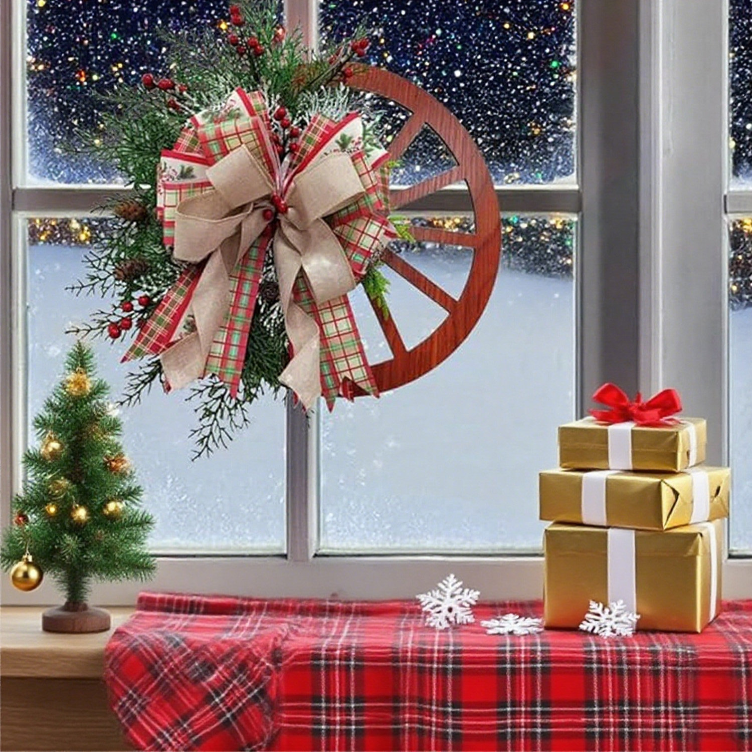 The Holiday Aisle® 16" Merry Christmas Decorations Wreath, Snowflake ...