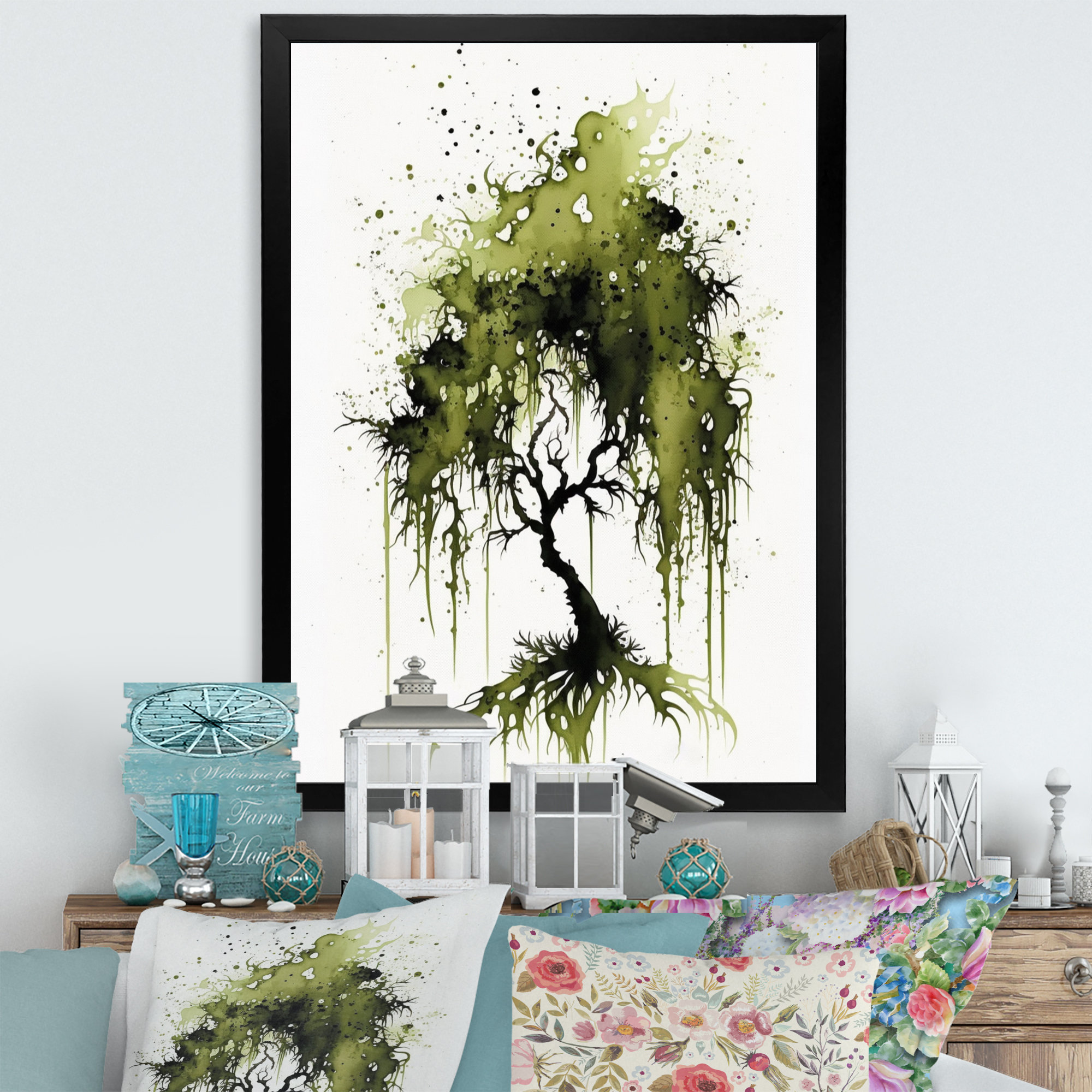 Winston Porter Spanish Moss Green Tree - Print on Canvas | Wayfair