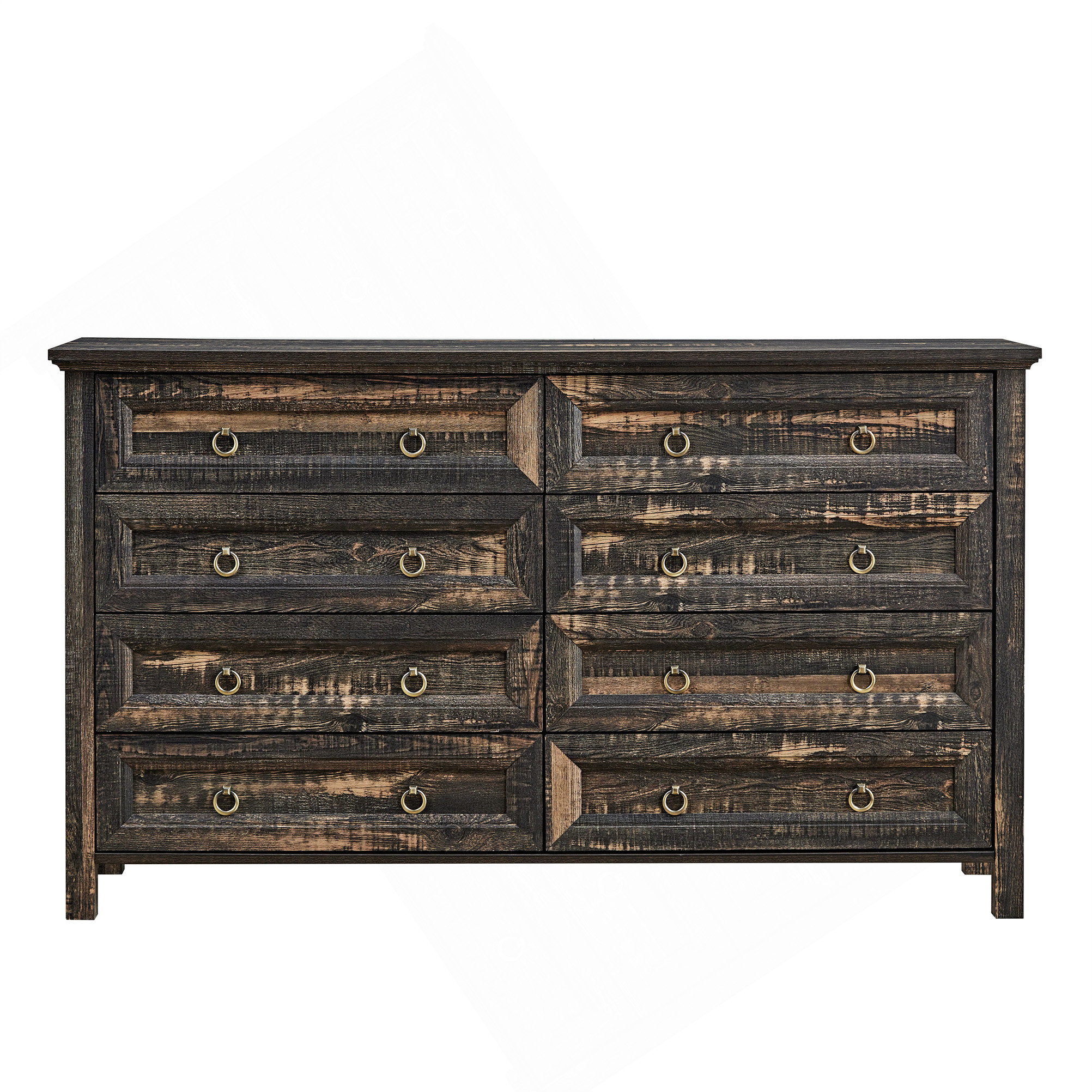 Gracie Oaks Farmhouse 8 Drawers Dresser Chests For Bedroom, Wood Rustic ...