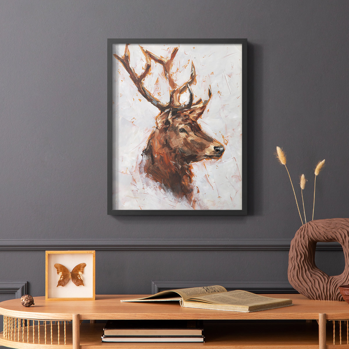 Millwood Pines Stag Study II Framed Print - Solid Wood | Wayfair