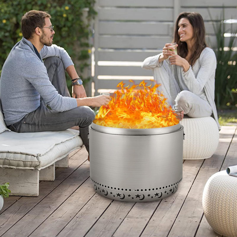 babevy Outdoor Wood Burning Firepit With Removable Ash Pan & Handle ...