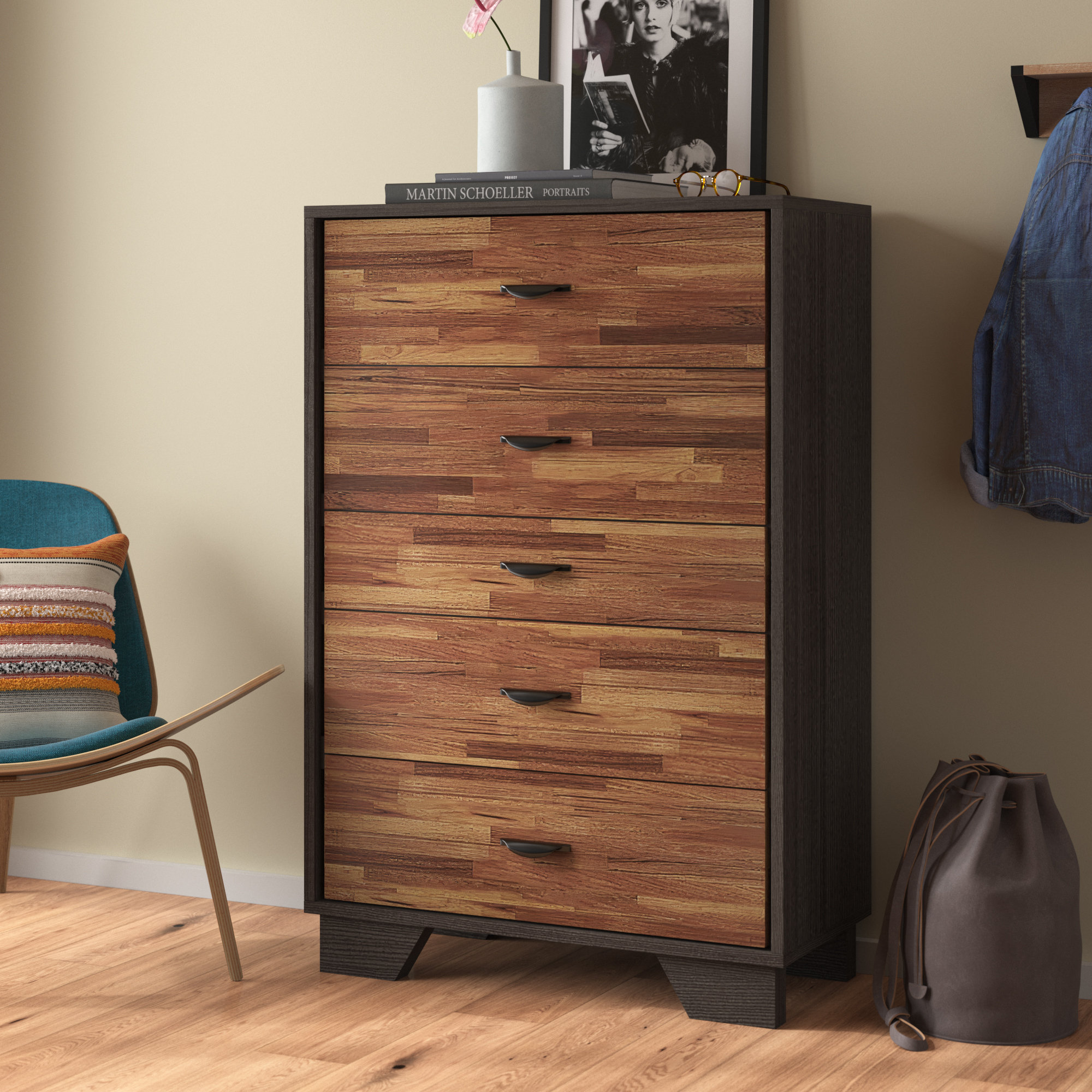 The Twillery Co.® Merrie 5-Drawer Rectangular Chest in Espresso ...