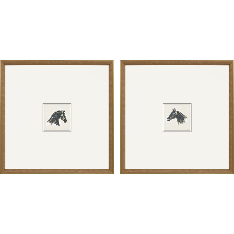 Alcott Hill® Bellmon Equestrian Study Framed On Paper 2 Pieces Print ...