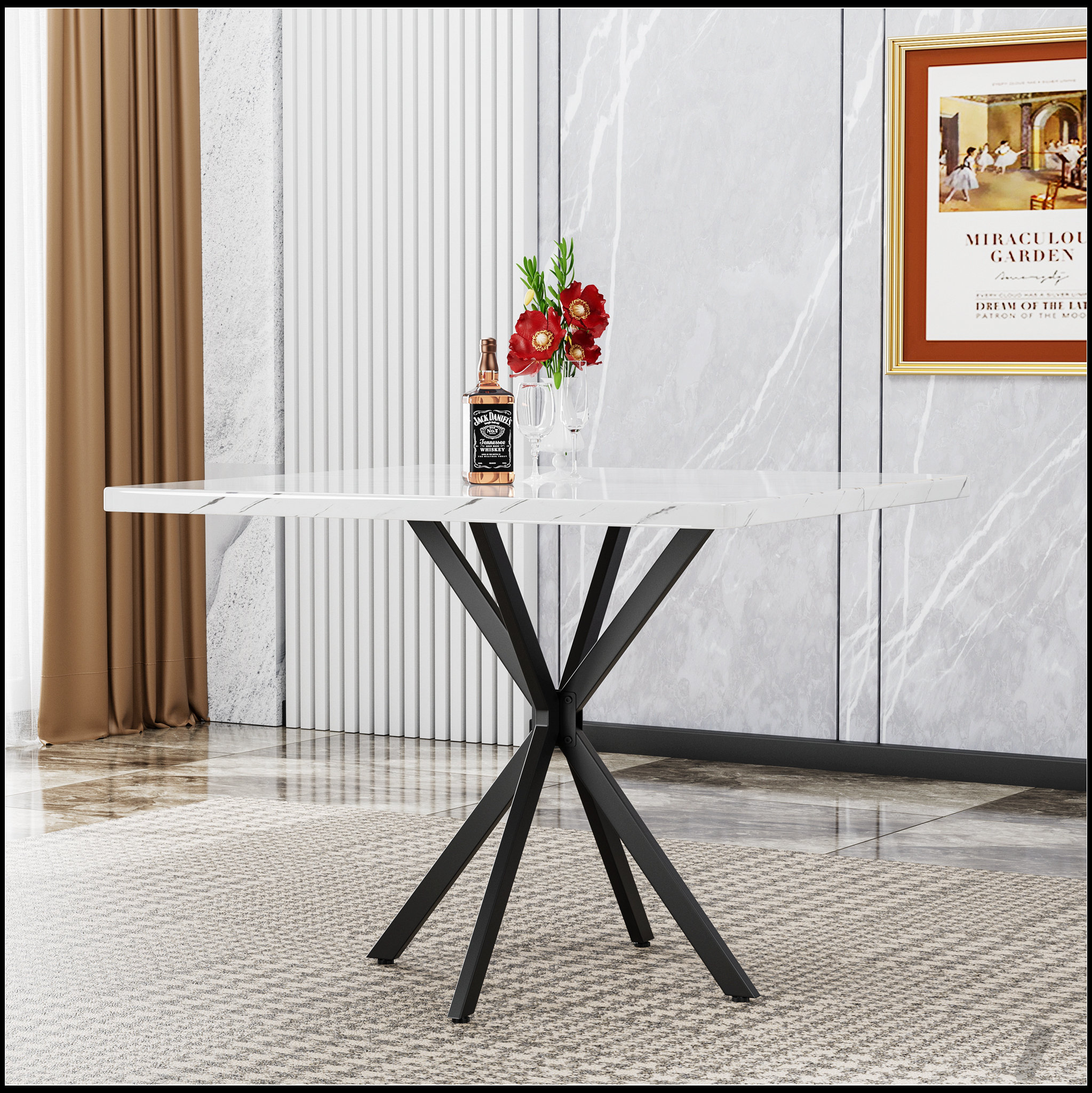 Wrought Studio™ Mid Century Modern Square Dining Table for 4-6 Person ...
