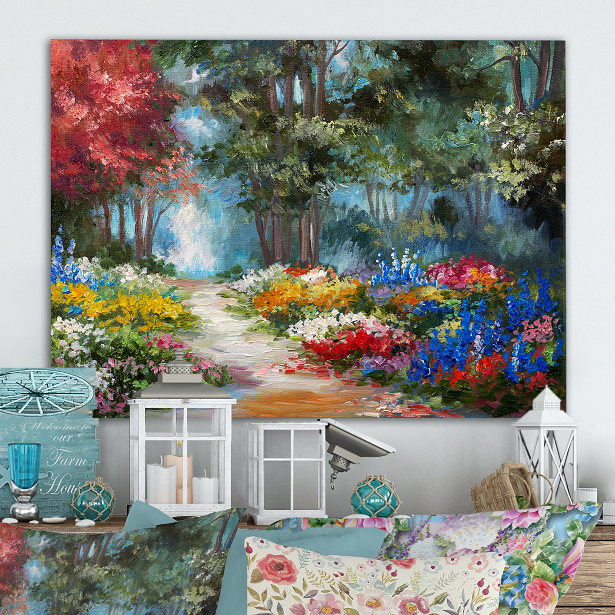 Millwood Pines Summer Path in Forest Landscape II - Picture Frame Print ...