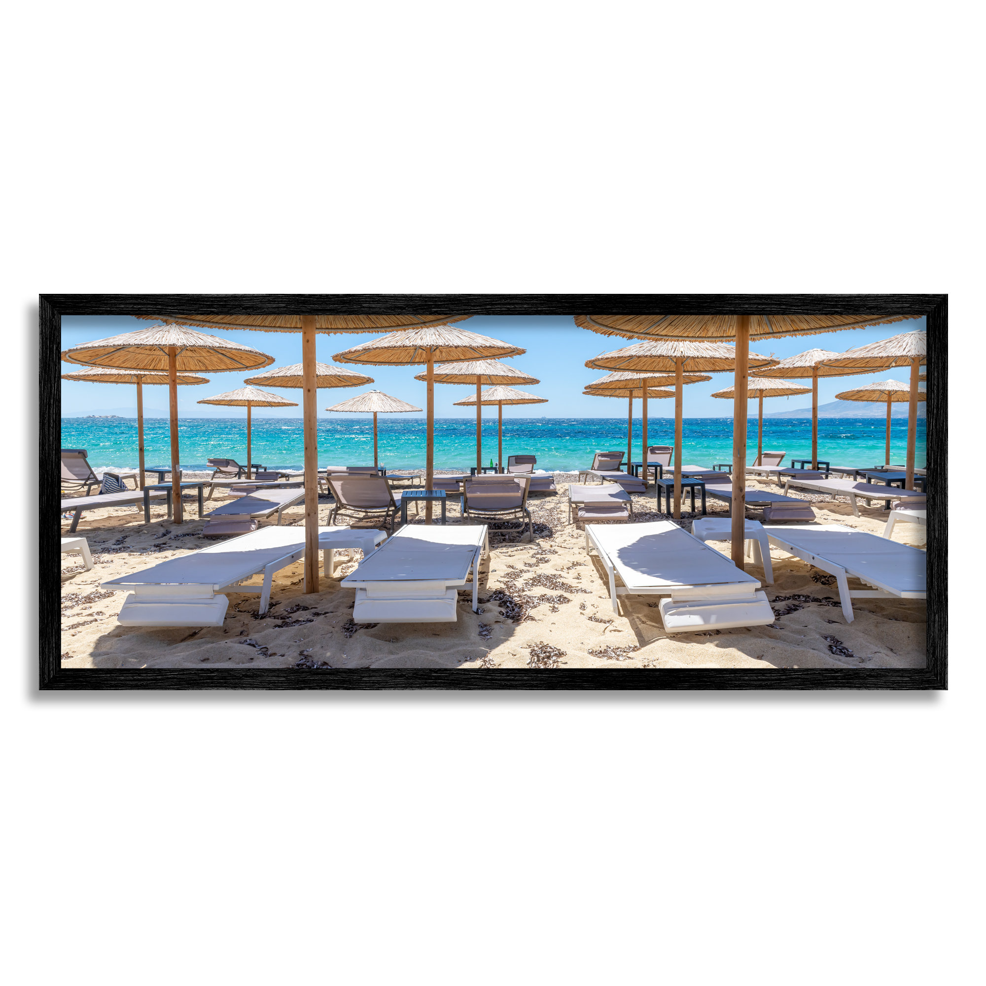 Stupell Industries Ba-092-Framed Bamboo Beach Umbrellas On Canvas Print ...
