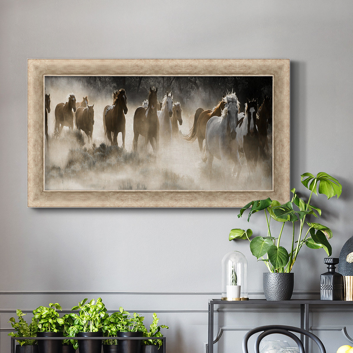 August Grove® Kickin Up Dust Premium Framed Canvas- Ready To Hang | Wayfair