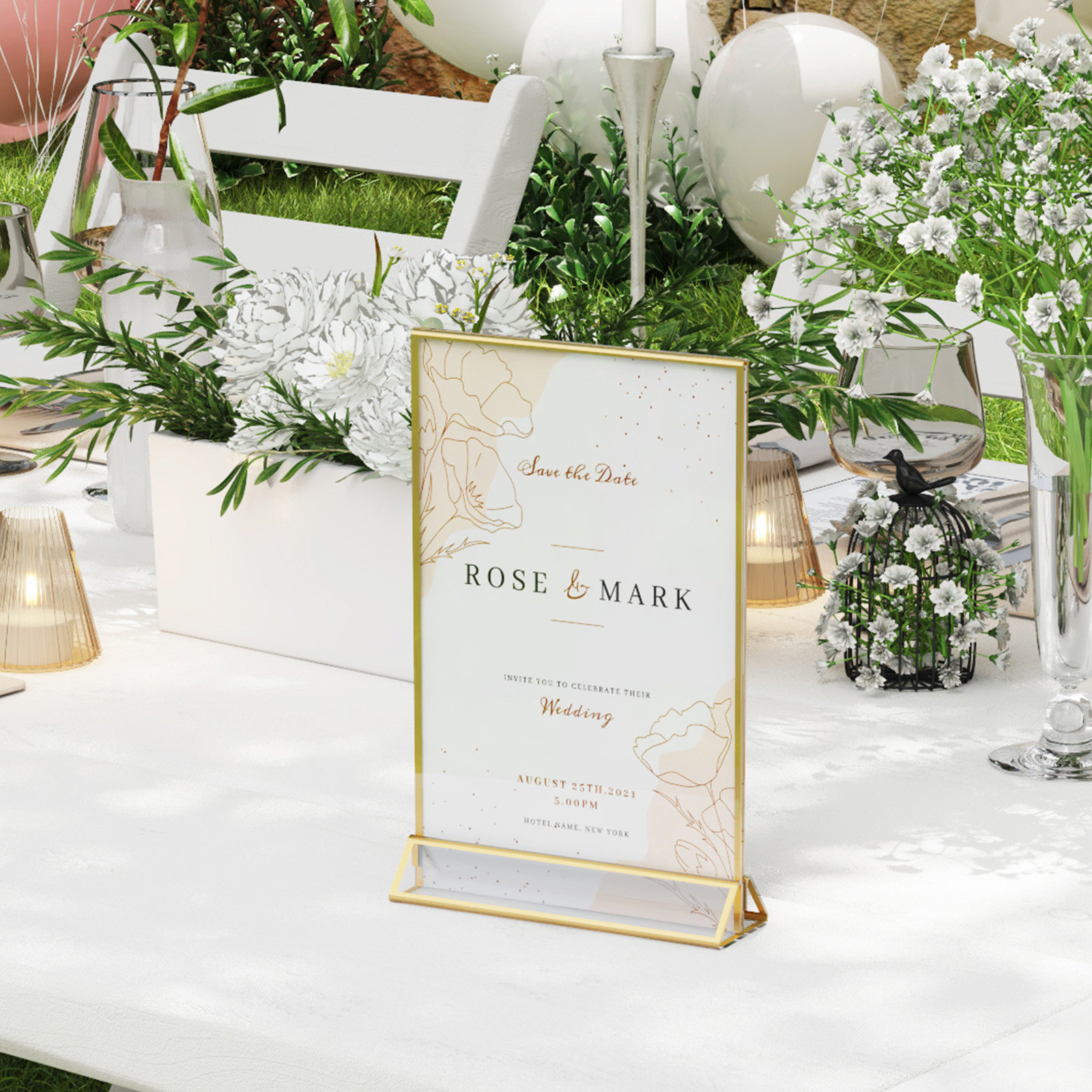 Lifewit 6 Pack 4x6 Acrylic Sign Holder With Gold Borders, Clear ...