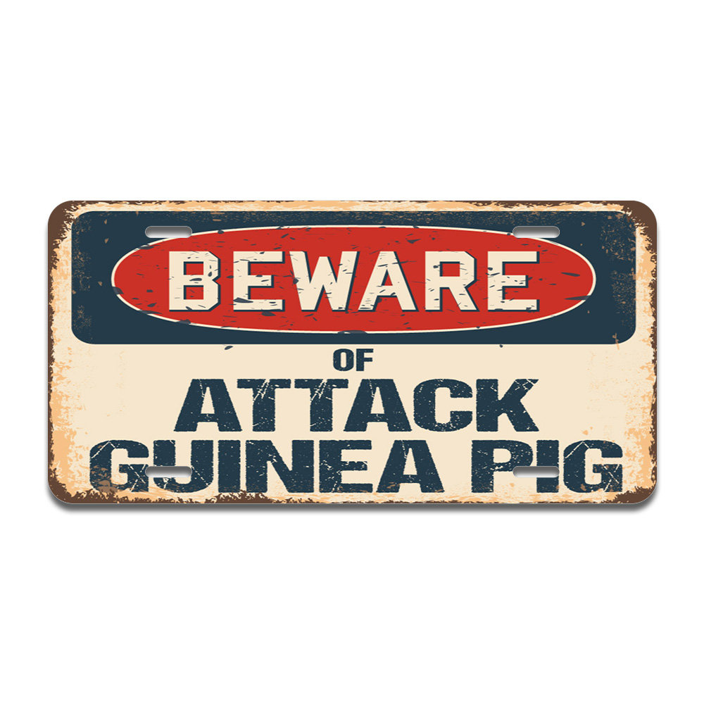SignMission Beware Of Attack Guinea Pig Aluminum Licence Plate| Licence ...