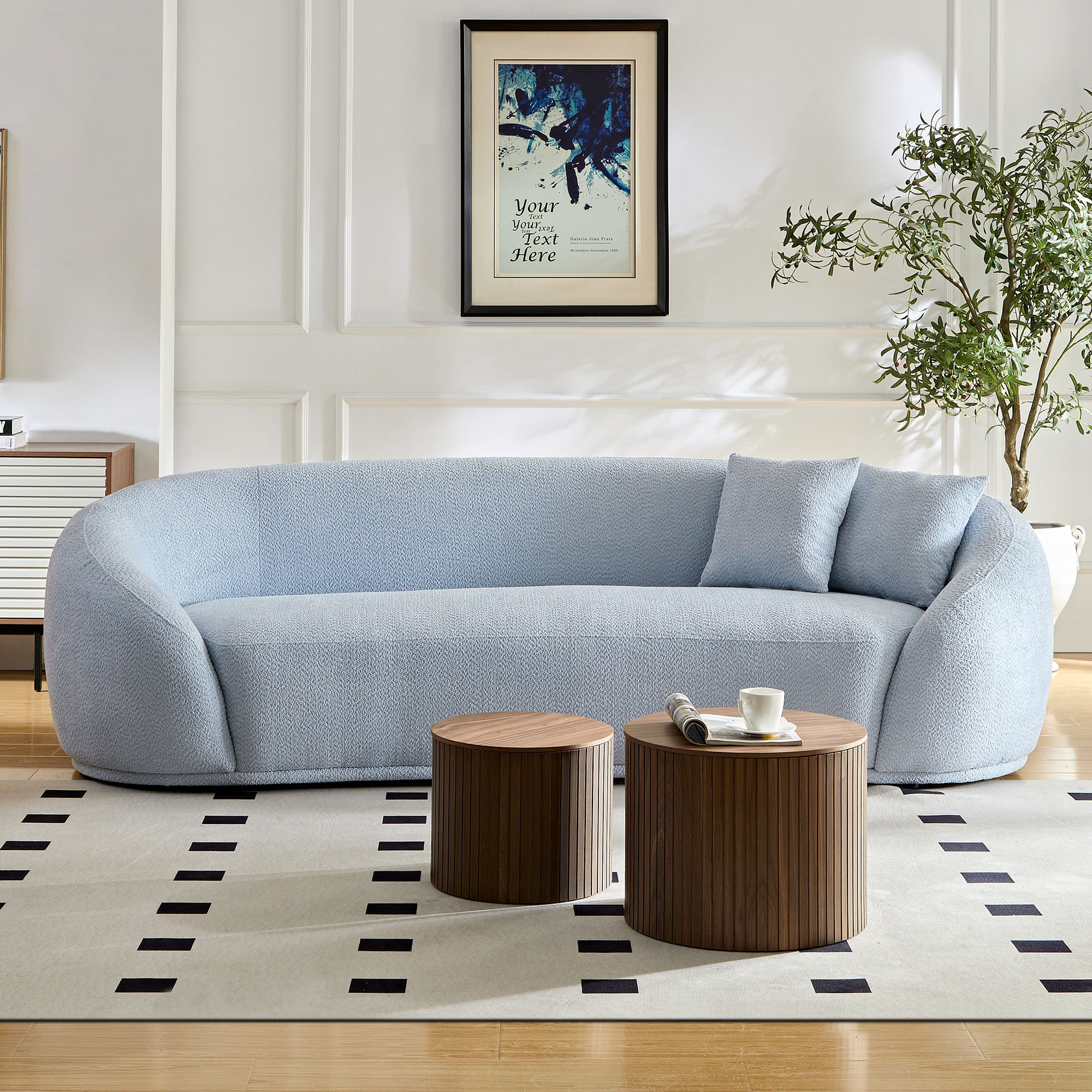 YOPENG 3 seater sofa Modern combination Half Moon casual teddy wool ...