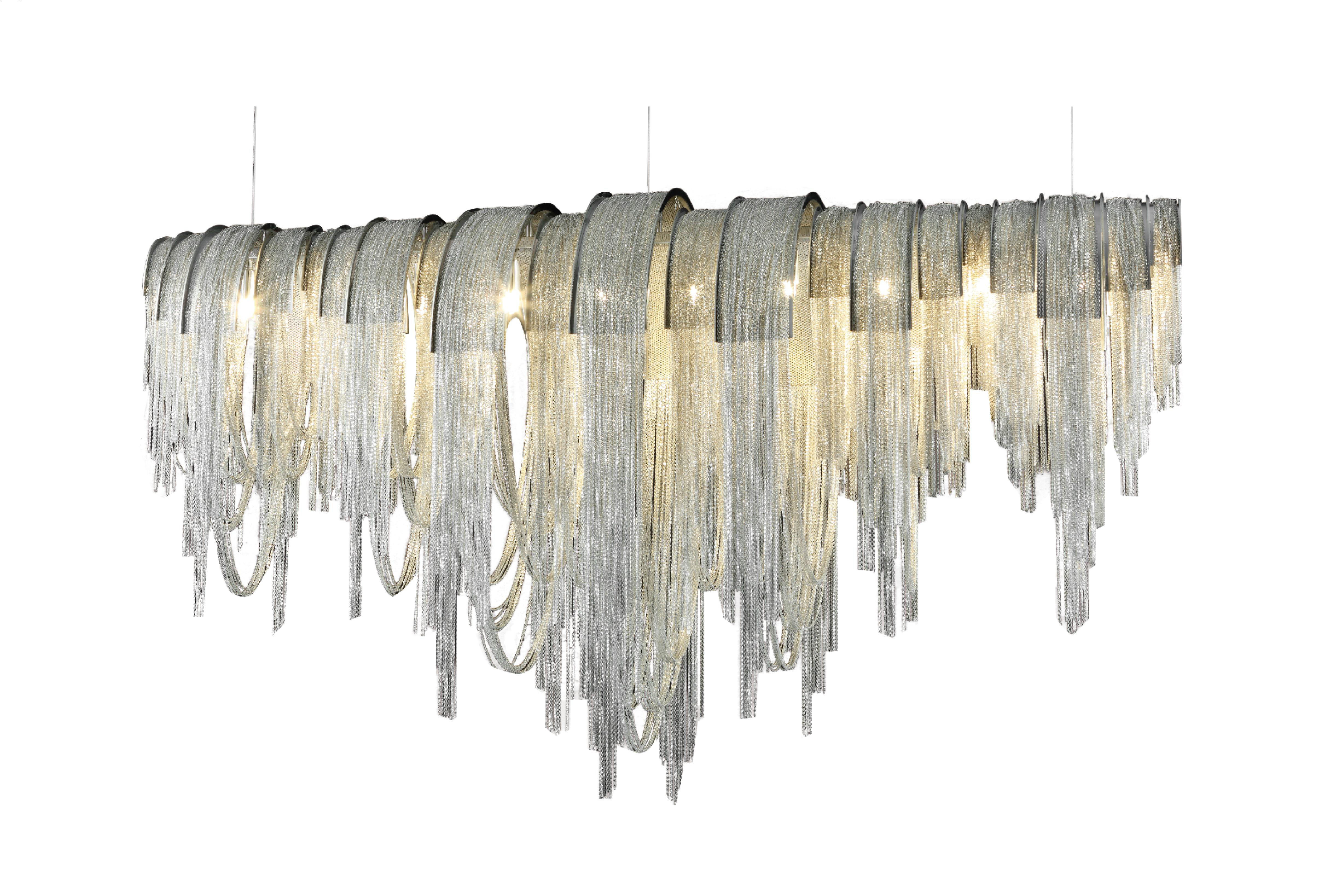 One Allium Way® Mayson 10-Light Modern Glam Metal Chain Chandelier ...