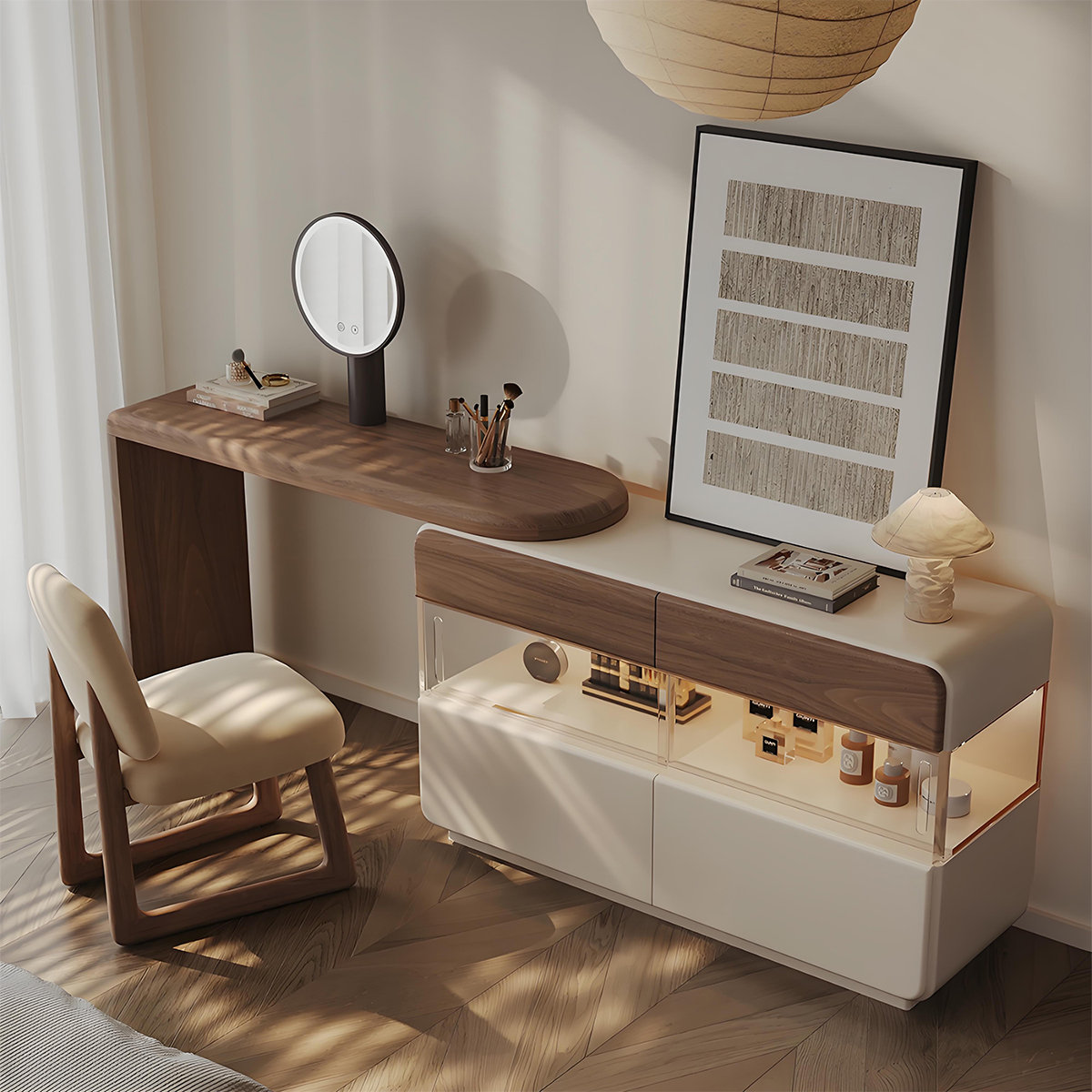 Orren Ellis Modern Minimalist Retractable Dressing Table and Storage ...