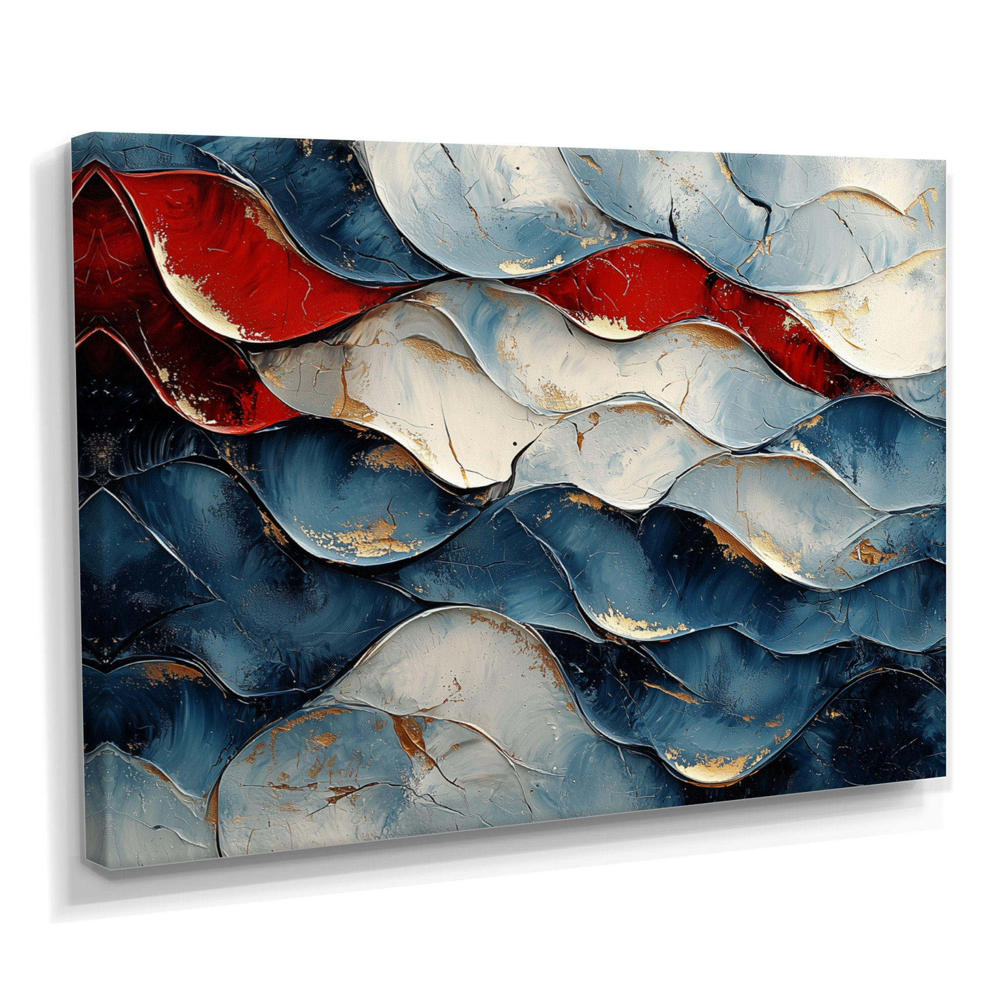 Mercer41 Fragmented Mirror Of Aqua Fractal Waves - Abstract Canvas Art ...