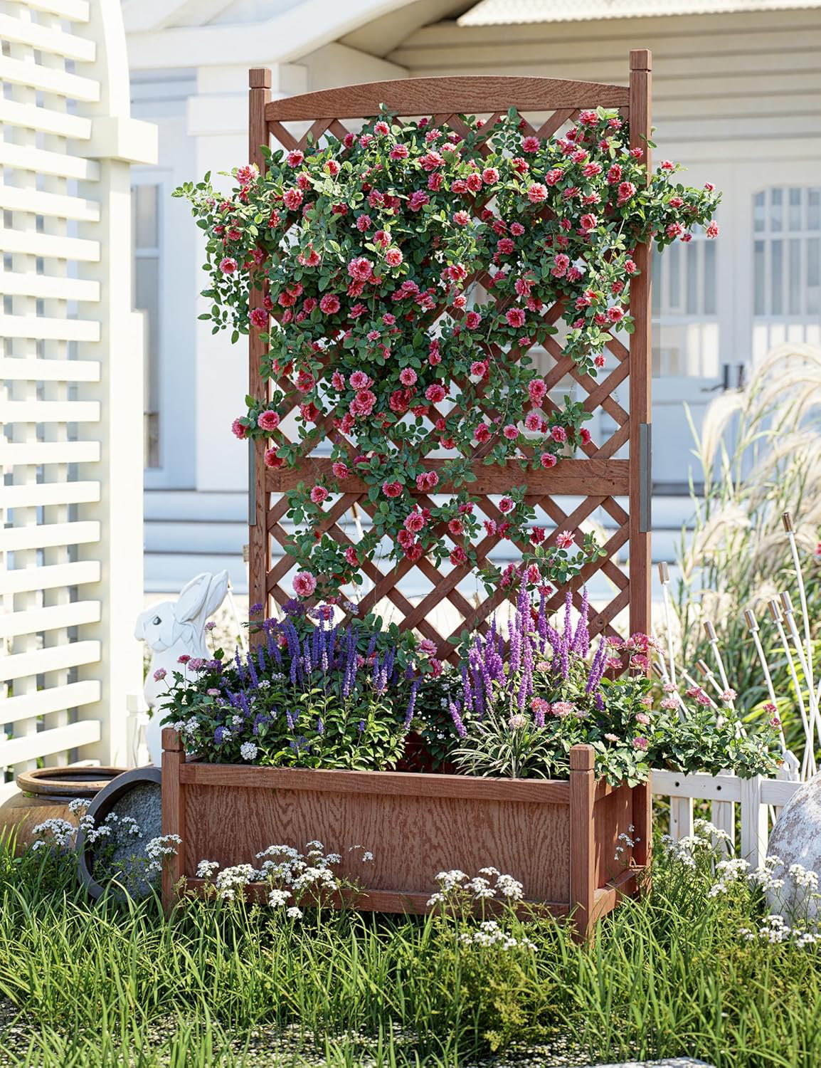Ophelia & Co. Wood Planter Box With Trellis For Plant & Flower, Raised ...