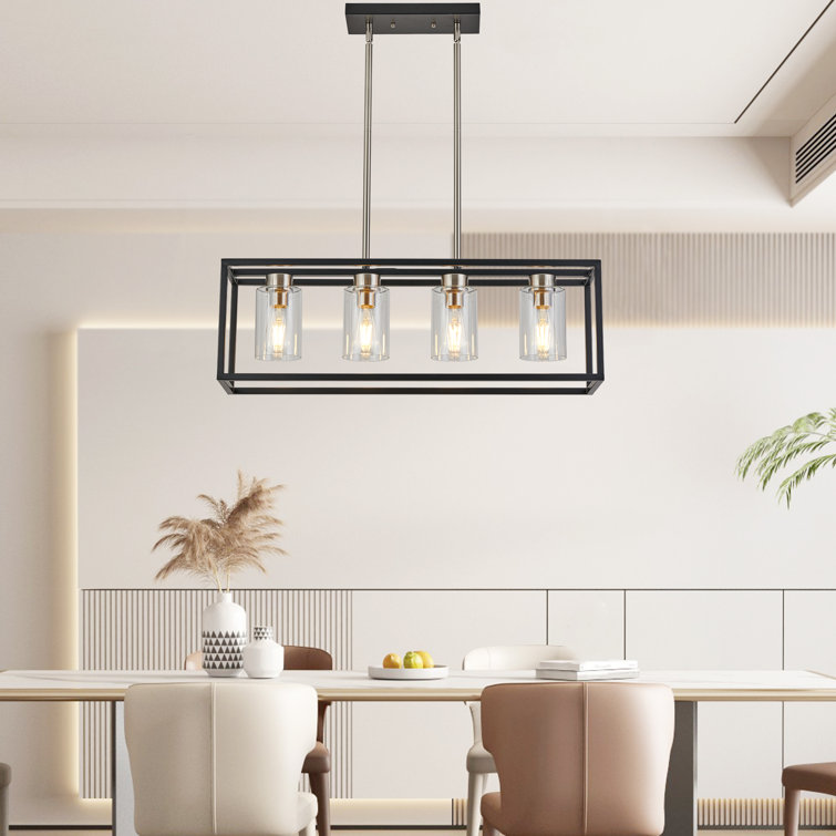 Dionna 4 - Light Black Kitchen Island Linear Rectangle Pendant With ...