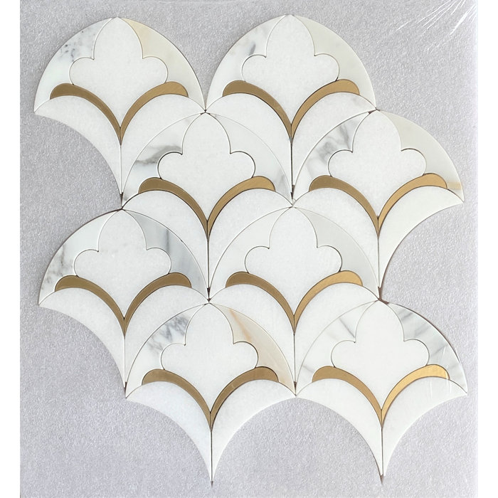 ES Stone Water Jet Water Jet 14" x 13" Marble Mosaic Tile | Perigold