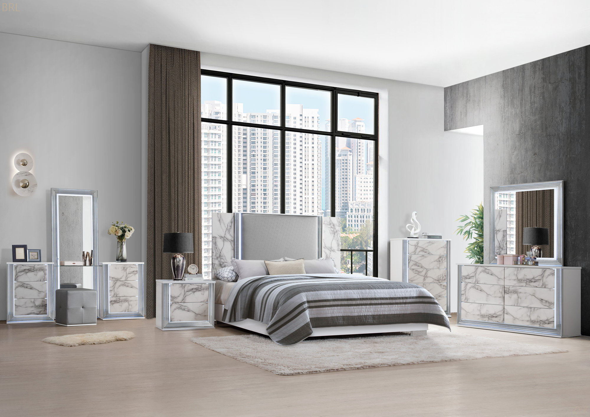 Ivy Bronx MOON WHITE MARBLE DRESSER WITH LED | Wayfair