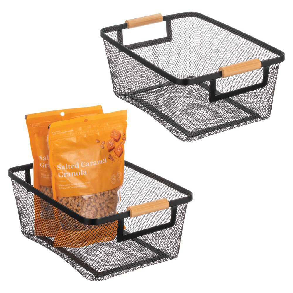 iDesign Metal Wire Pantry Basket with Wood Handles for Kitchen ...