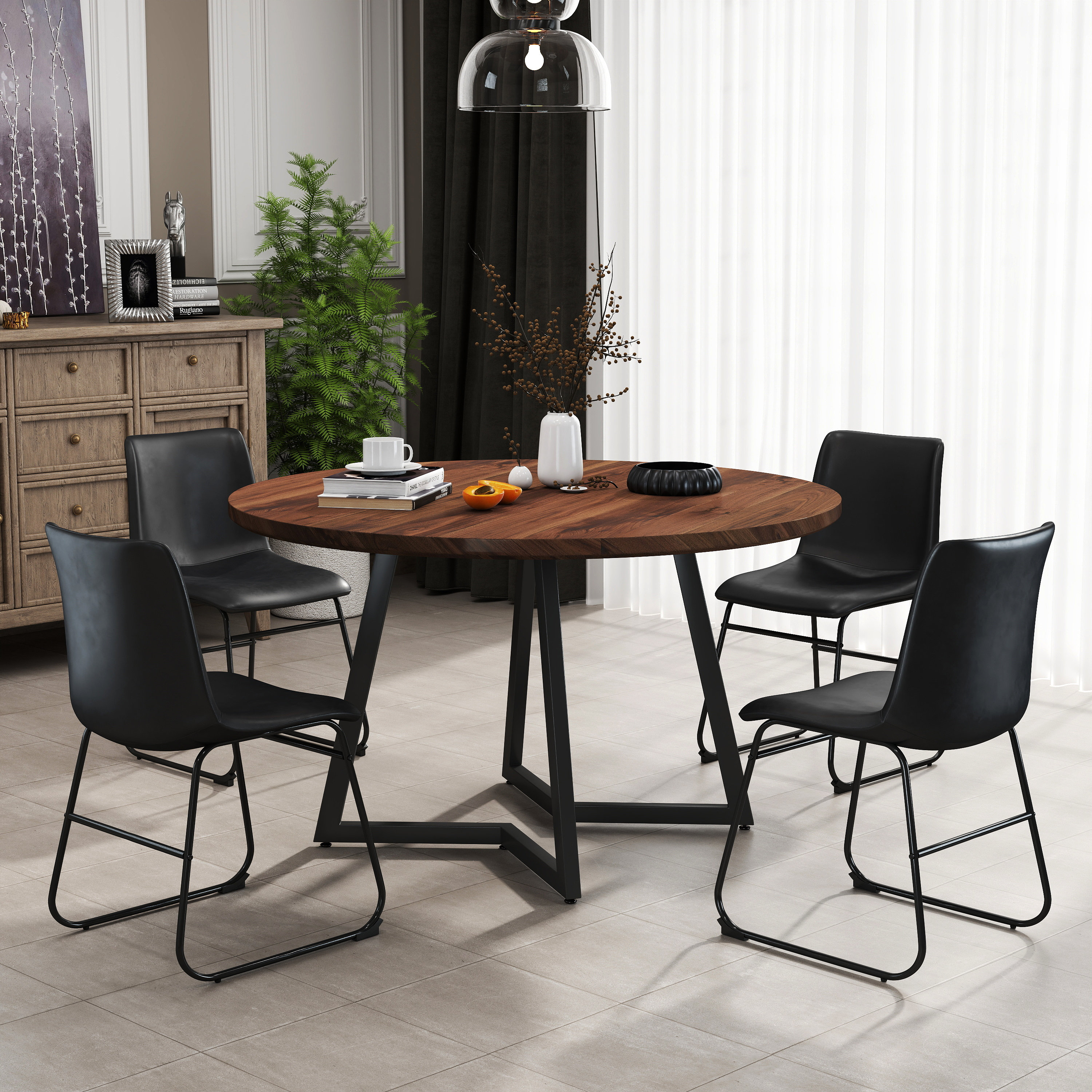 17 Stories 5 Piece Modern Round Kitchen Dining Table Set - Wayfair Canada