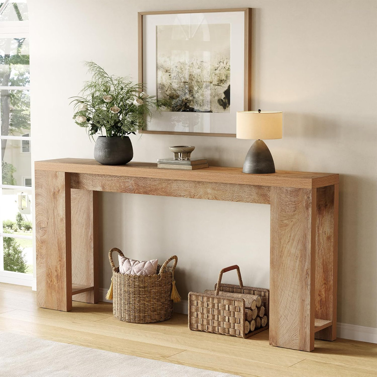 Hokku Designs 70.9-Inch Long Entryway Table, Farmhouse Sofa Console ...