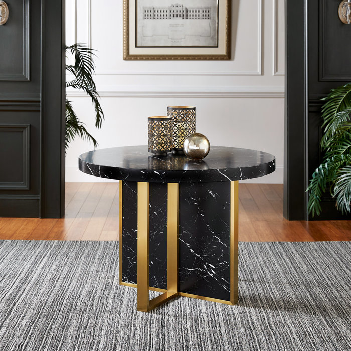 Kingstown Home Roman Round Faux Marble Top Metal Base Dining Table ...