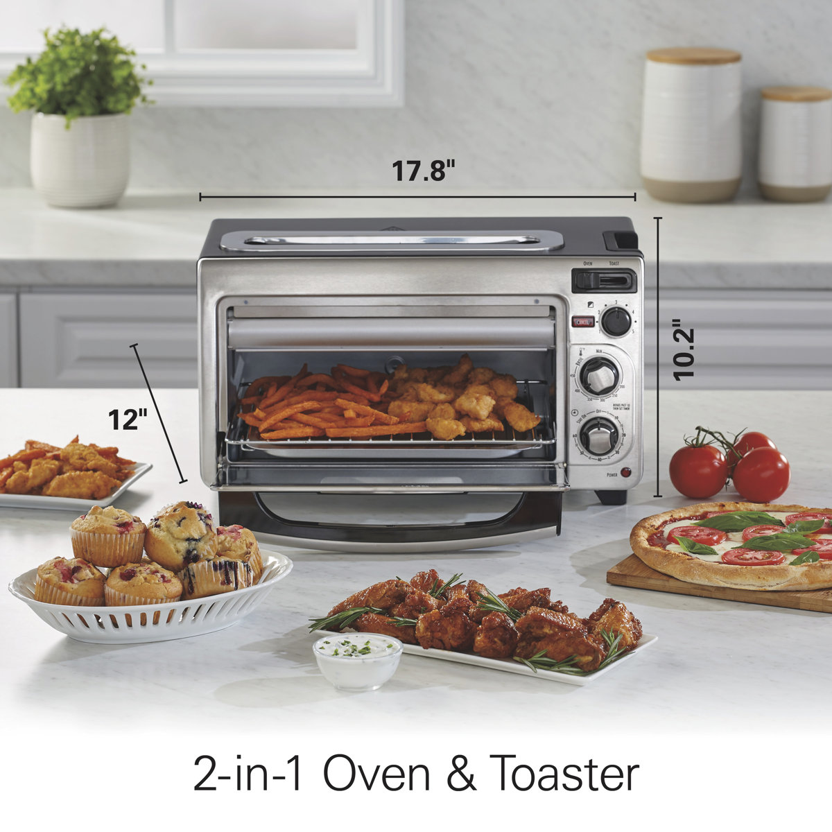 Hamilton Beach® 2-in-1 Countertop Toaster Oven and Long Slot 2-Slice ...