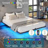 Wrought Studio™ Floating Bed Frame Queen Size With Led Lights, Metal ...