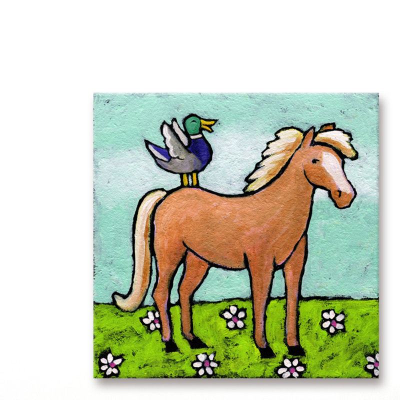 Marmont Hill 'Horse With Laughing Duck' by Janet Nelson Painting Print ...