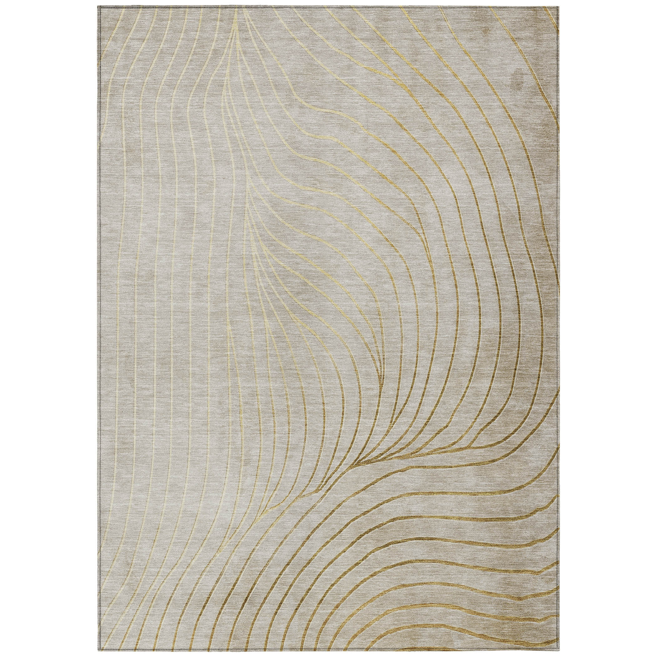 Orren Ellis 8' X 10' Beige And Silver Abstract Washable Indoor Outdoor ...