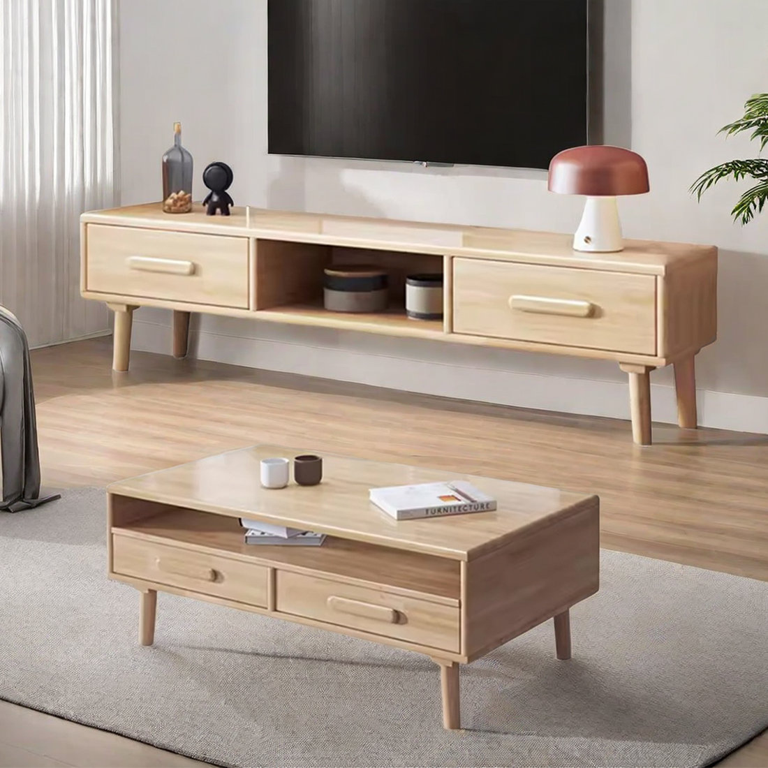 Corrigan Studio Olesja 2 - Piece Solid Wood Living Room Table Set | Wayfair