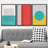 IDEA4WALL Abstract Vibrant Color Blocks Teal, Red And Yellow Color ...