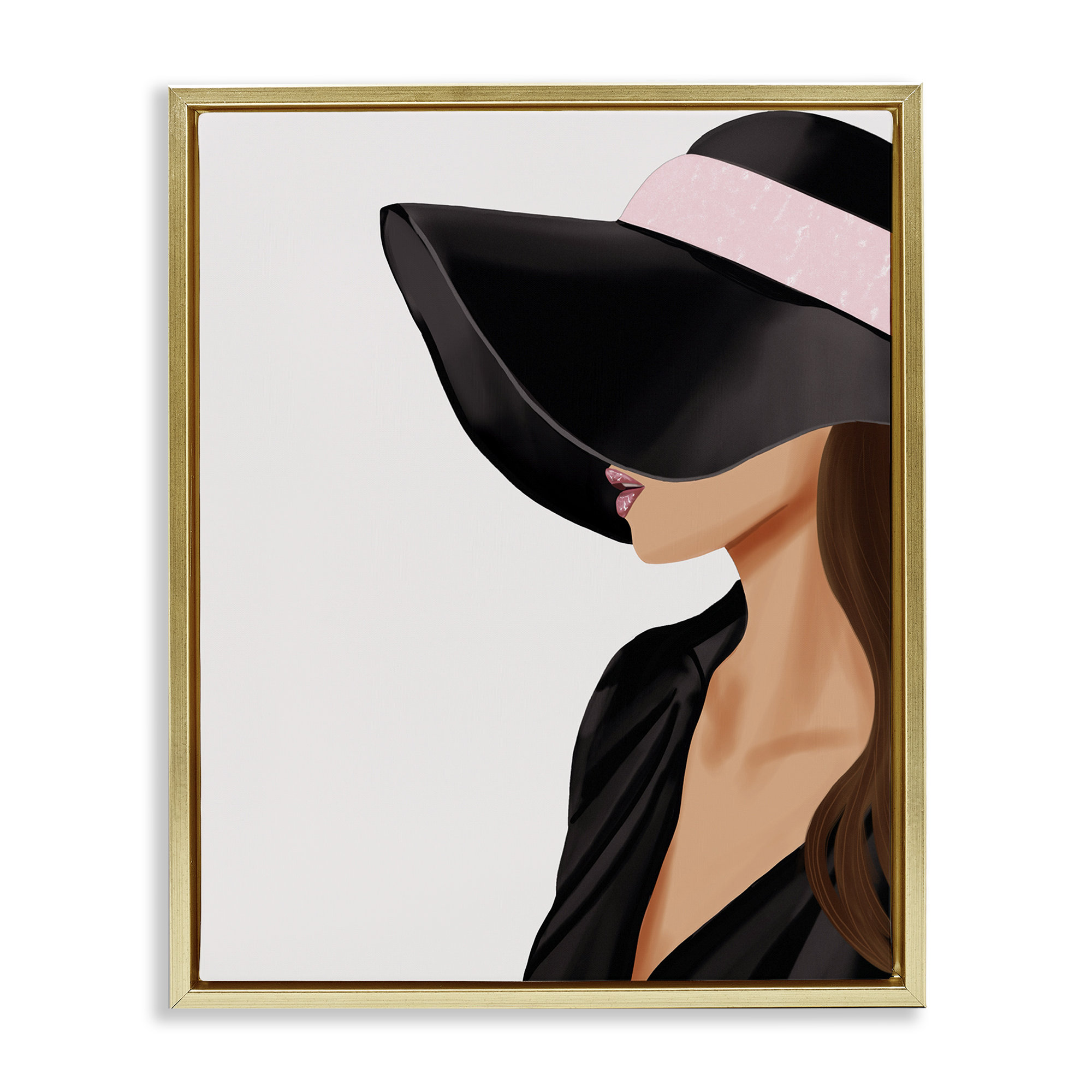 Mercer41 Shaded Woman Large Hat Framed Floater Canvas Wall Art by Saba ...
