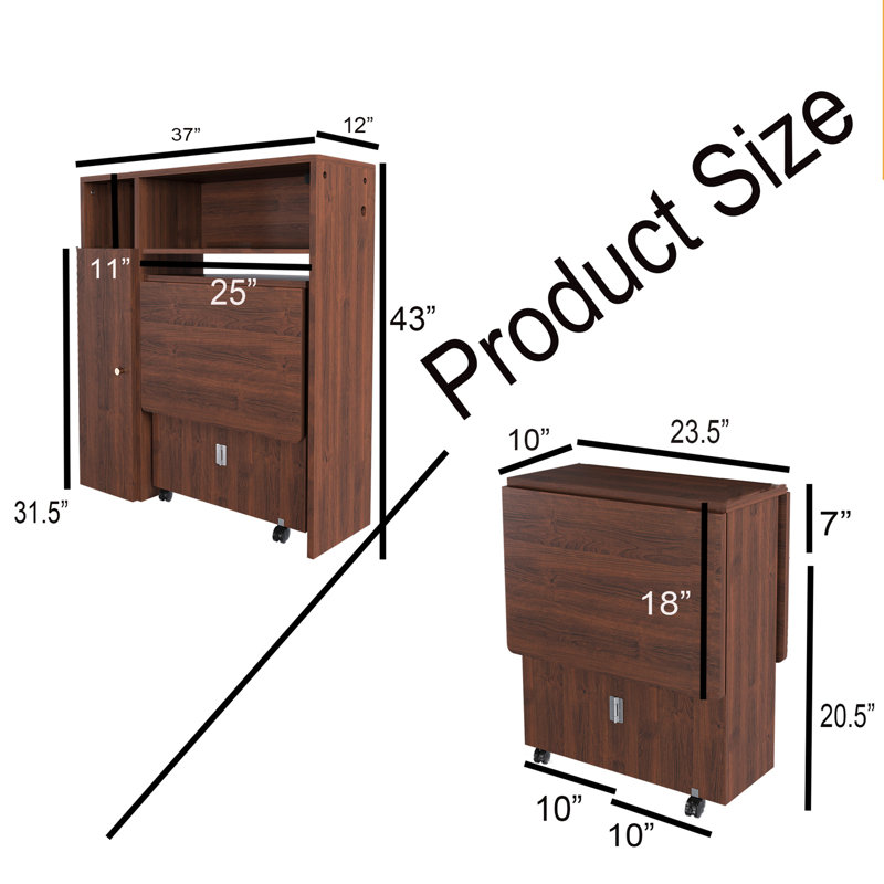 Ebern Designs Folding Dining Table With Wall-mounted Sideboard | Wayfair