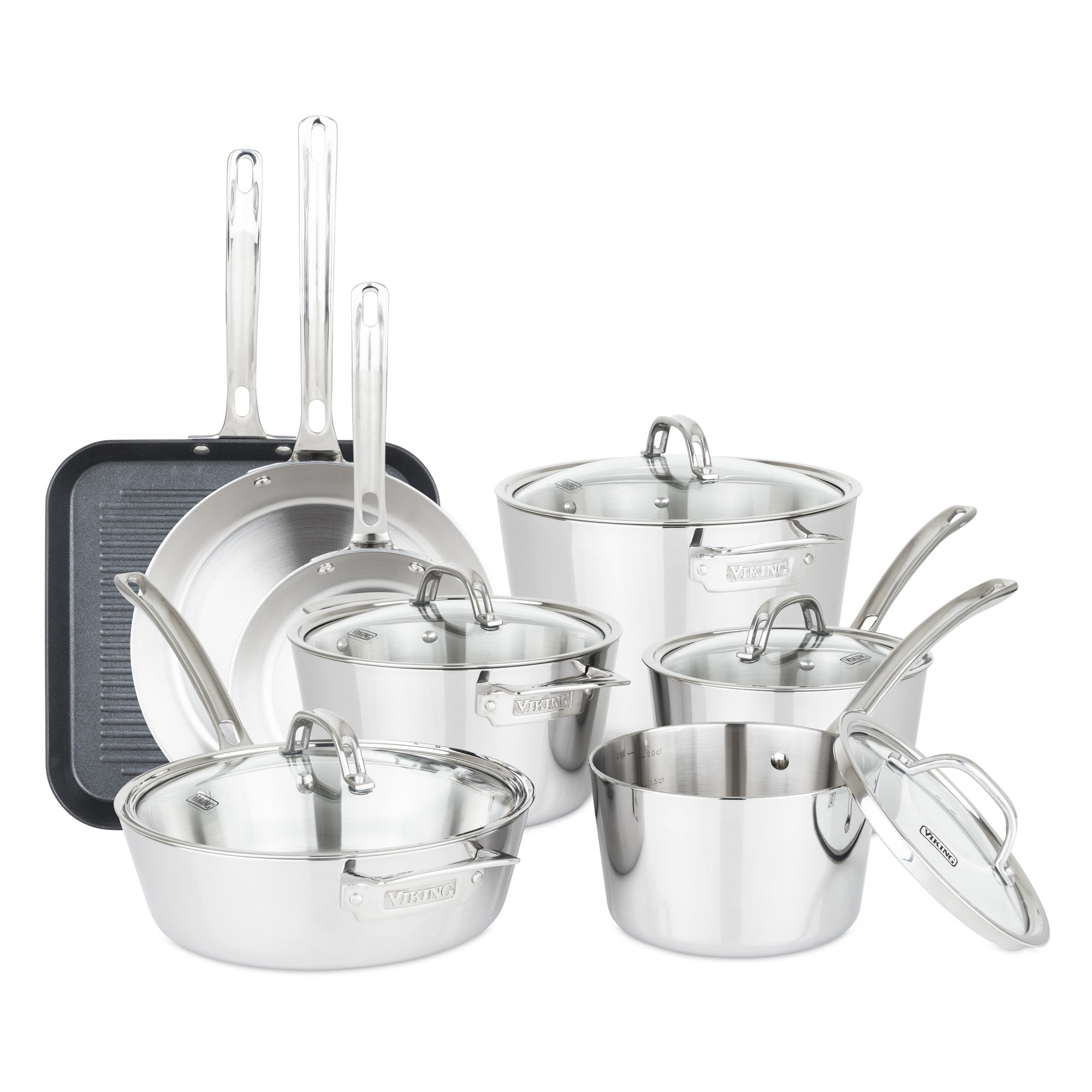 Viking Contemporary 3-Ply Stainless Steel 13pc Cookware Bundle ...