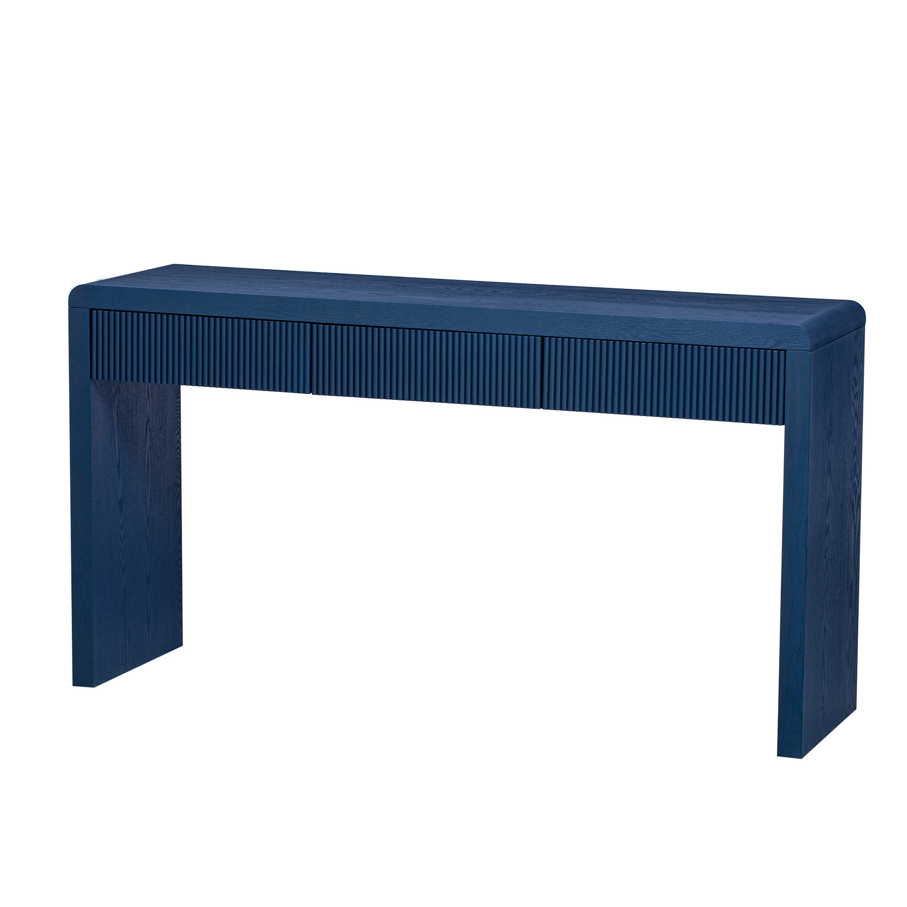 Latitude Run® Navy Rustic Style Console Table With Fluted Drawers ...