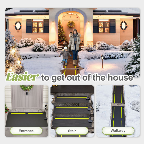 AMERLIFE Tyasia Graphene Snow Melting Mats, Heated Outdoor Mats for ...