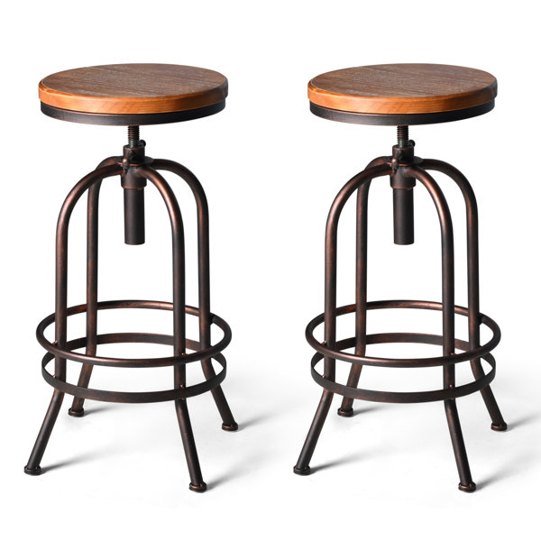 Williston Forge Jazavier Swivel Solid Wood Adjustable Height Short ...