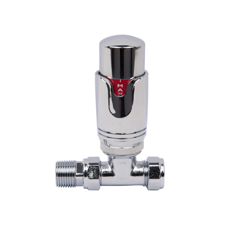 Symple Stuff Chrome TRV Straight Thermostatic Radiator Valve For Towel ...