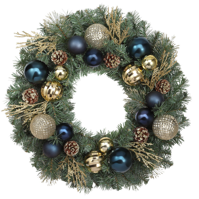 Haute Decor 24 Inch Sutton Place Christmas Wreath with Soft White LED ...