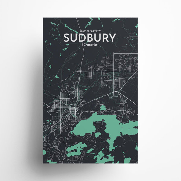 Trinx Sudbury City Map Graphic Art | Wayfair