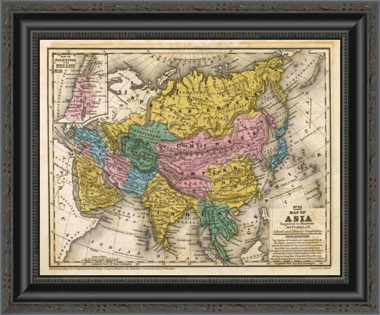 East Urban Home 'Map of Asia; 1839' Framed Print | Wayfair
