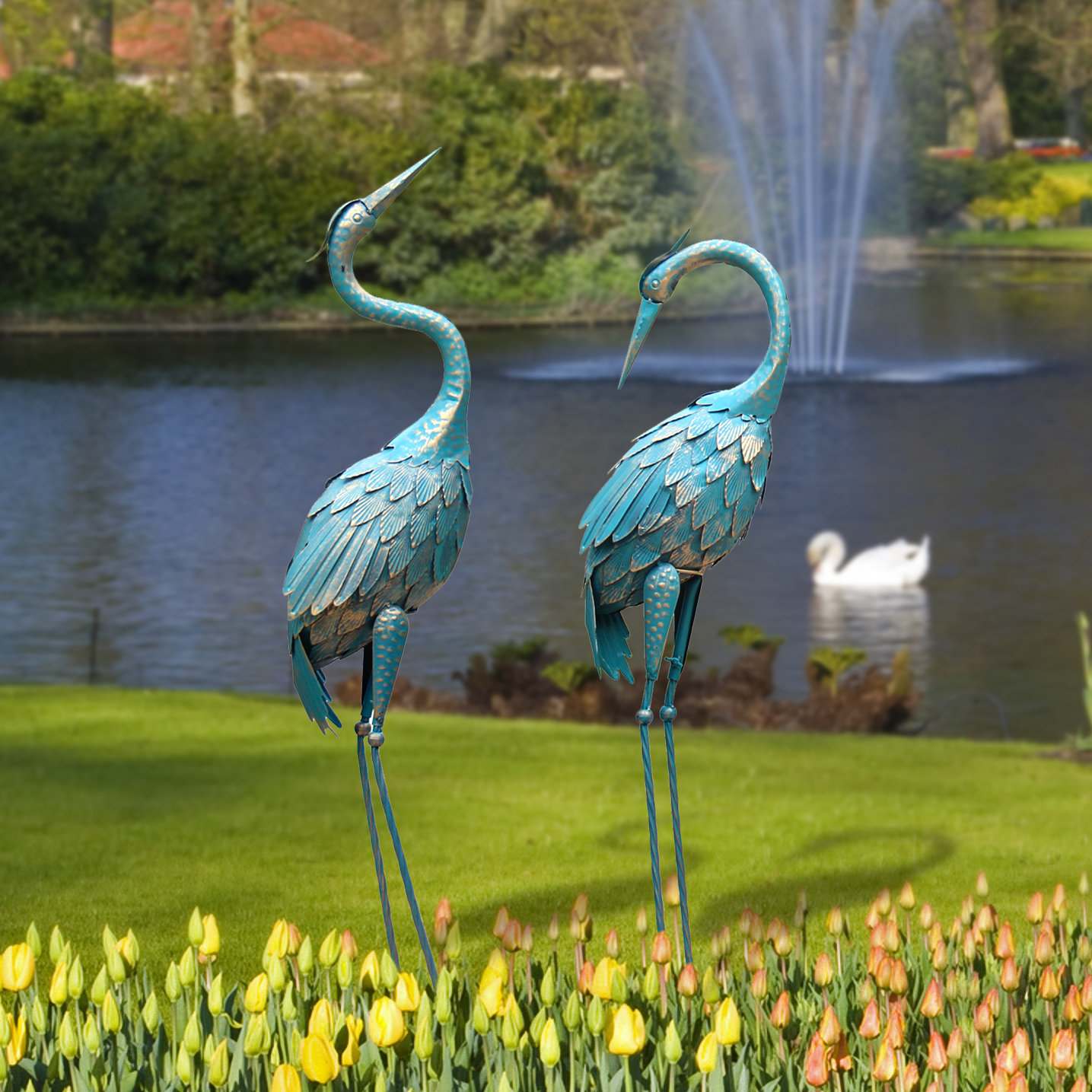 Highland Dunes Moller Crane Yard Statue & Reviews | Wayfair