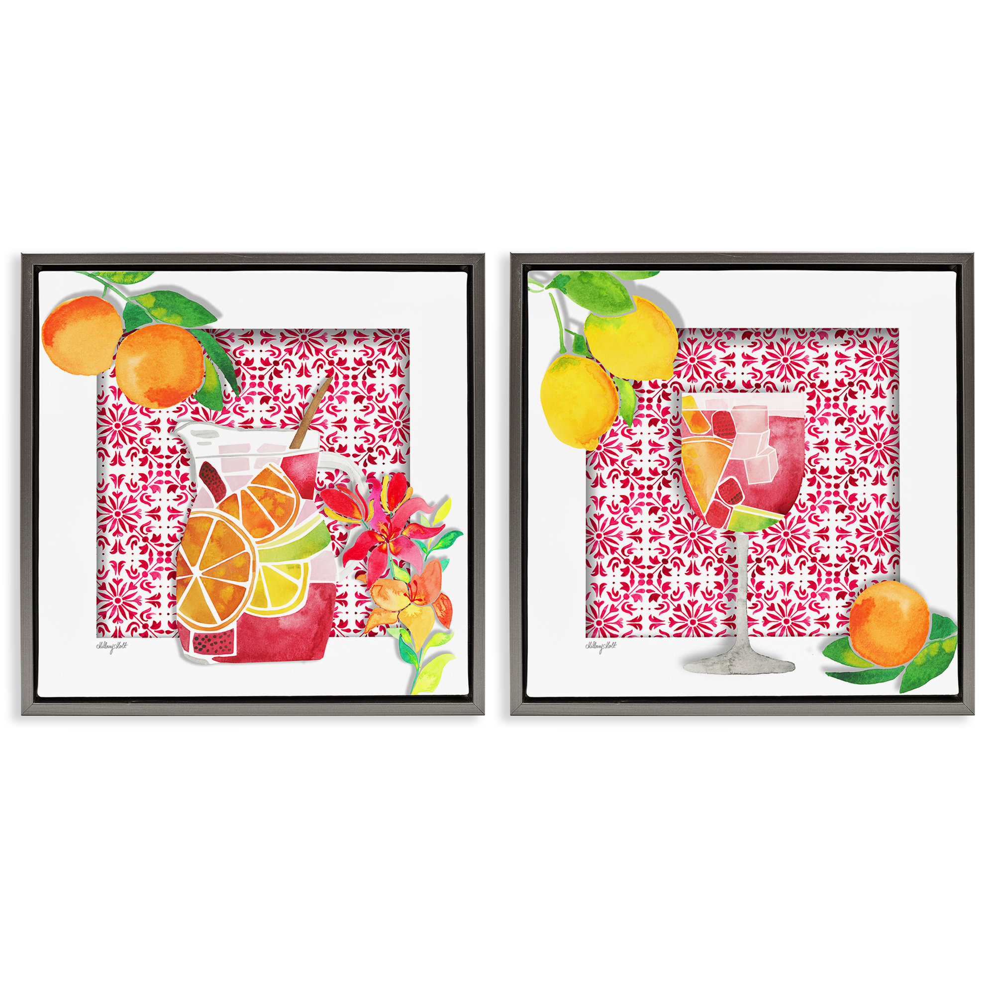 Latitude Run® Sangria Pitcher & Glass 2pc Floating Frame Set, design by ...