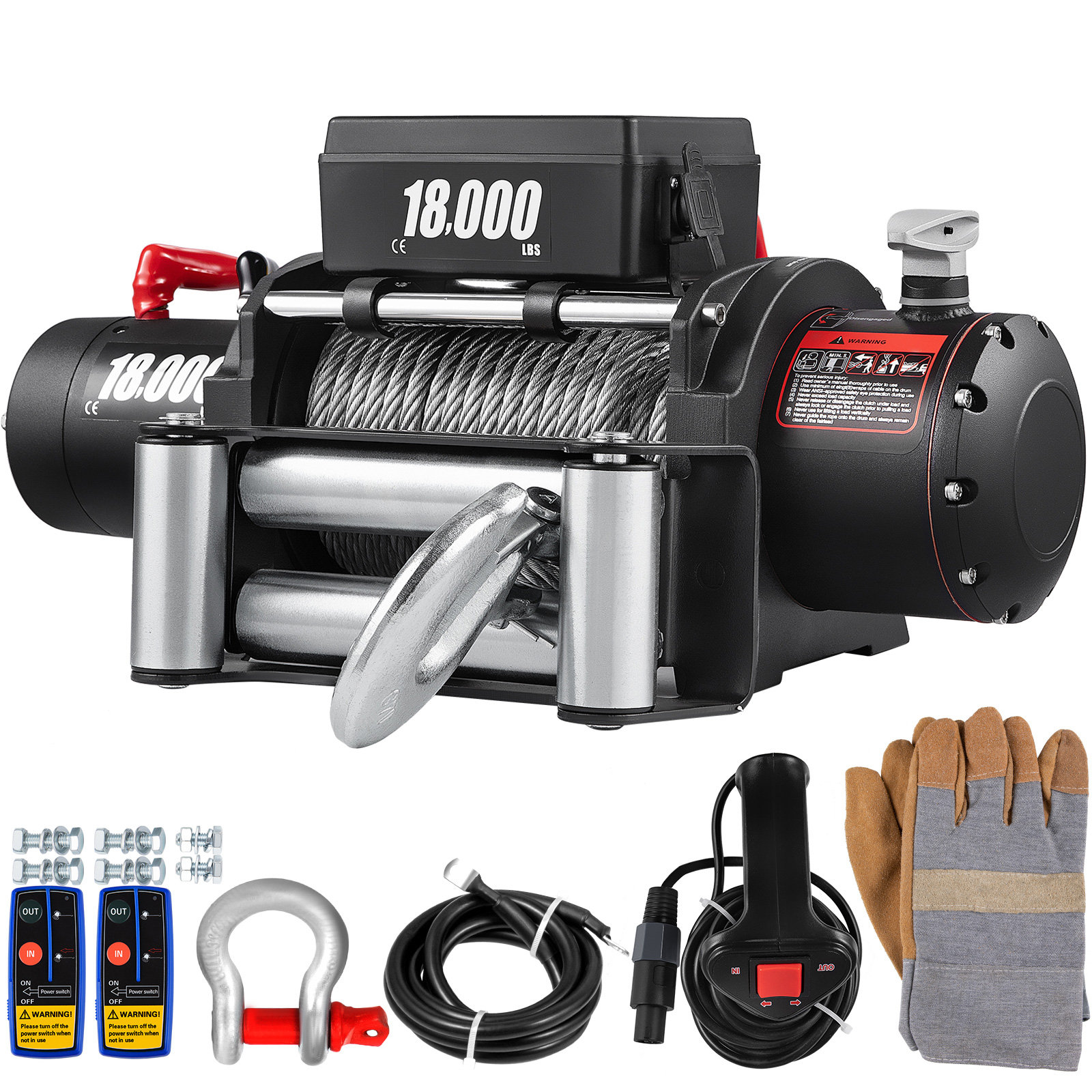 VEVOR Truck Winch 18000lbs Electric Winch Cable Steel 12V Power Winch ...