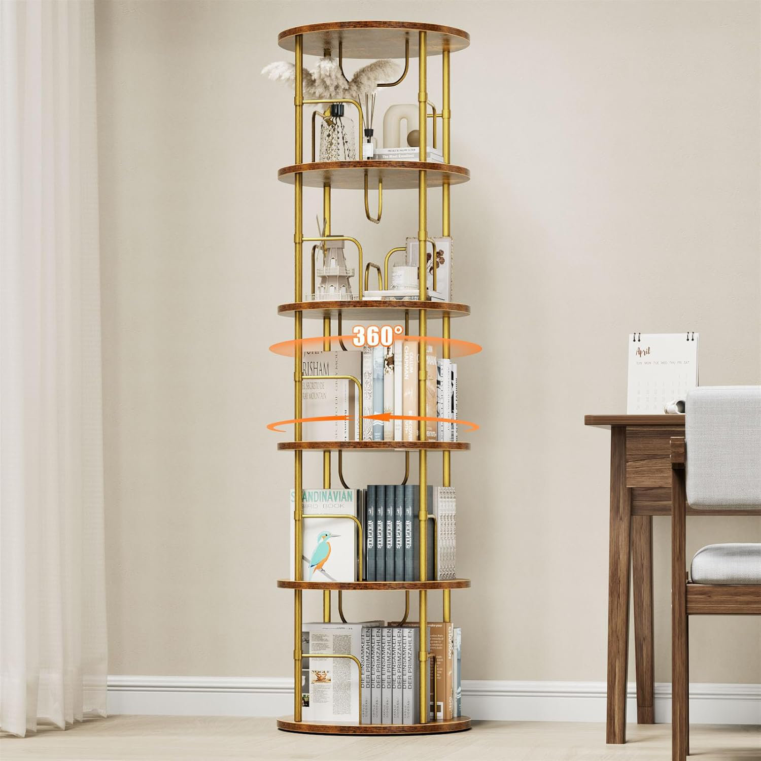 Everly Quinn 5 Tier Rotating Bookshelf 360 ° Display Stackable Spinning ...