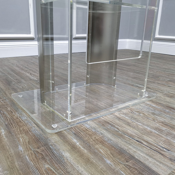 FixtureDisplays Clear Acrylic Plexiglass Podium Curved Brushed ...