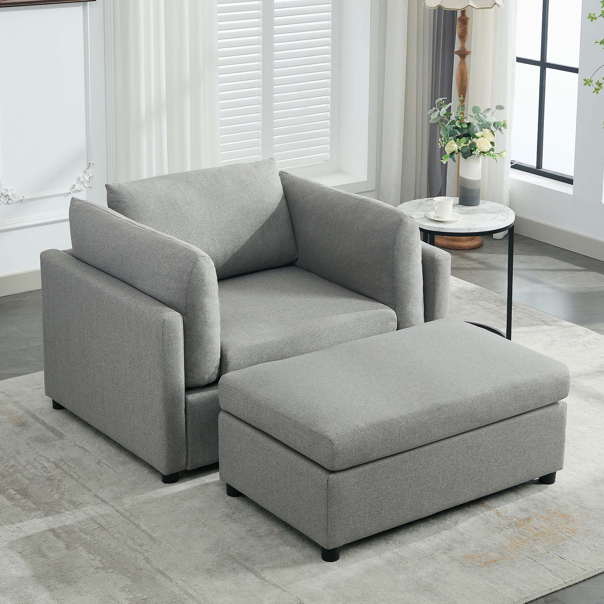 Latitude Run® 50" Wide Modern Oversized Armchair With Ottoman Stool ...