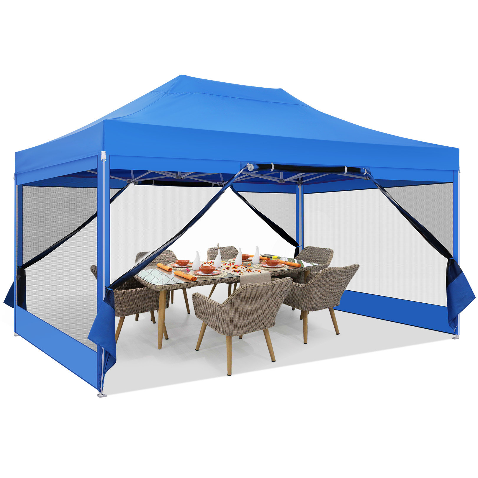 Cobizi 15 Ft. W x 10 Ft. D Metal Pop-up Canopy with 4 sidewalls, keep ...
