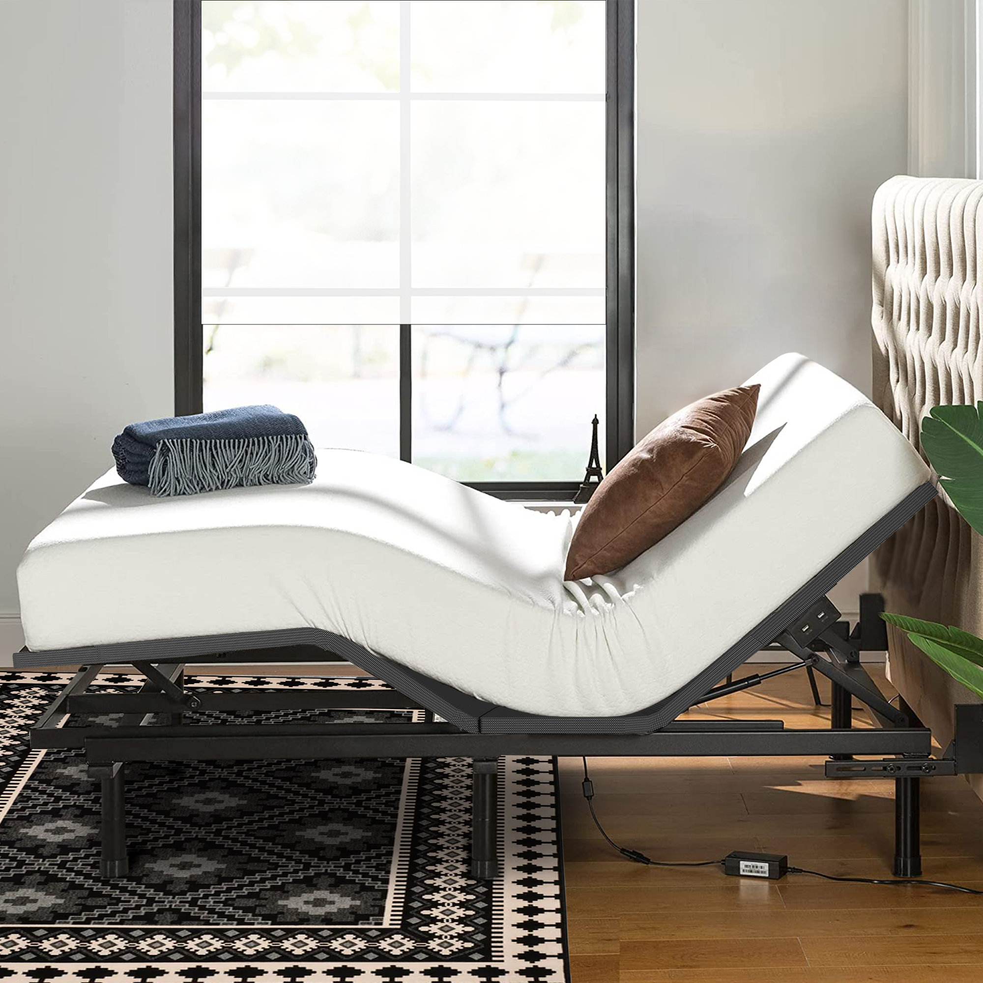 Alwyn Home Beverly Adjustable Bed Base Frame with Programmable Position ...